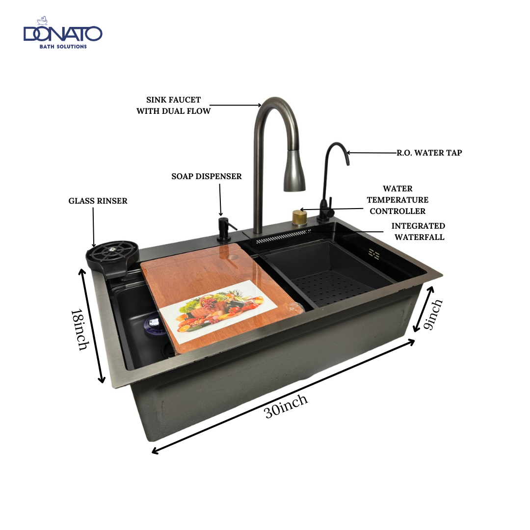 Waterfall Kitchen Sink - Sleek & Modern Design – DONATO BATH SOLUTIONS